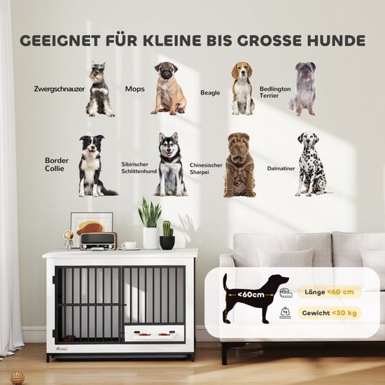 Merax Grote Houten Hondenbench - Veilige Binnenbench met Sluitbare Deur ...