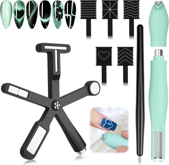 6-in-1 Cat Eye Nail Magnet - 3-in-1 Magnet Pen - 5 Magnet Plates ...