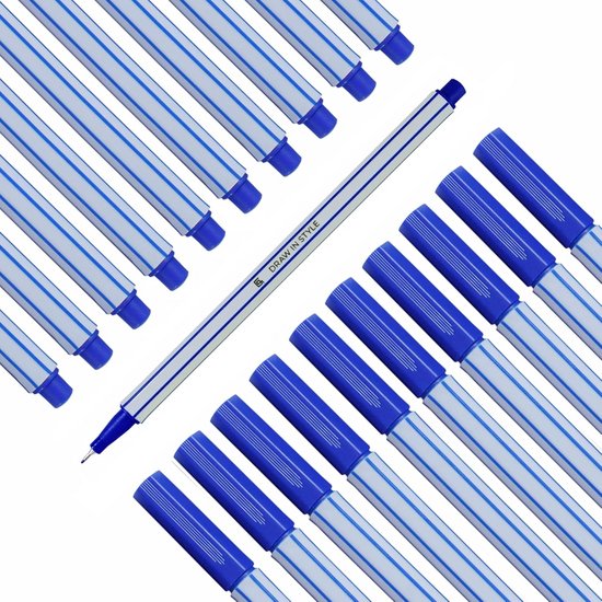 Blauwe Fineliners 10-pack – Fijne 0,4 mm Punt en Metalen Versterkte ...
