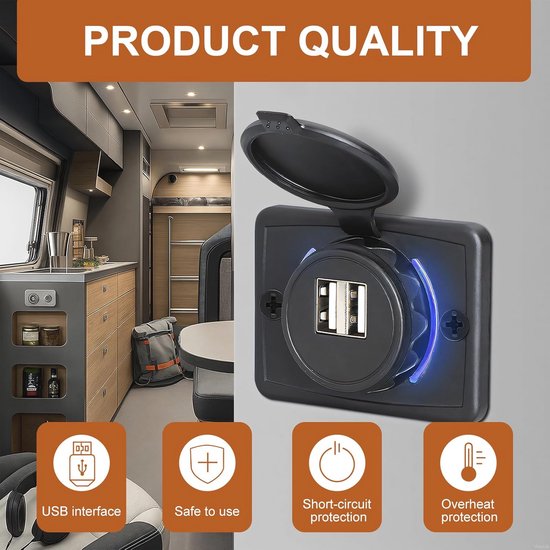 Dubbel USB-stopcontact voor auto - 12V en 24V inbouwlader voor snel ...