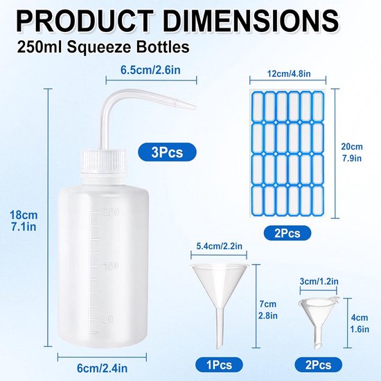 3x Spuitflessen 250 ml Transparant met Trechter – Laboratorium, Planten ...