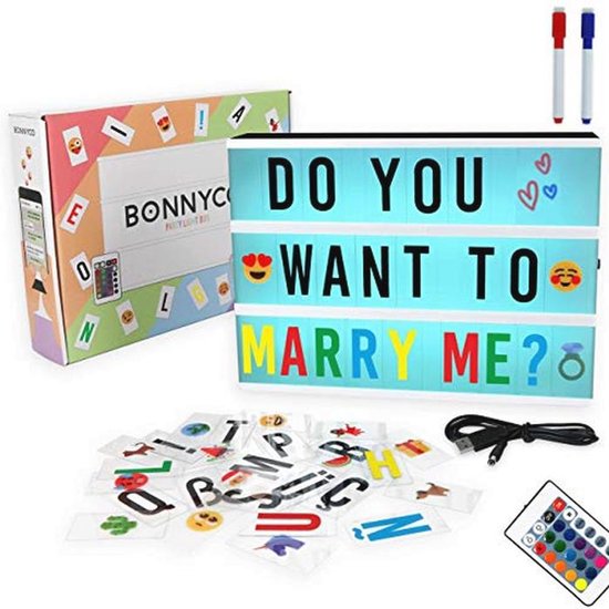 Led Light Box A4 Color Changing with 400 Letters & Emojis, Remote ...