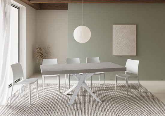 Clerk Premium Cashmere Uitschuifbare Tafel 90/194x90 cm met Witte Poten ...