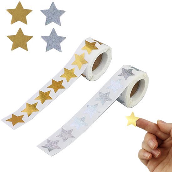 KARZO - Gouden Ster Stickers en Zilveren Ster Stickers Rol 2,5 cm ...