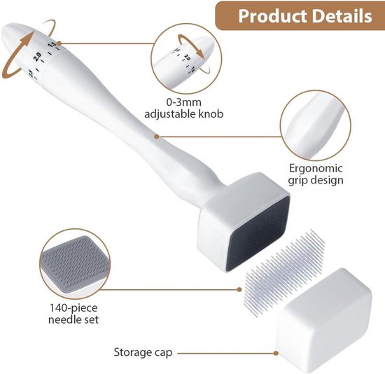 Instelbare Derma Stamp met Titanium Naalden – Microneedling Derma Stamp ...