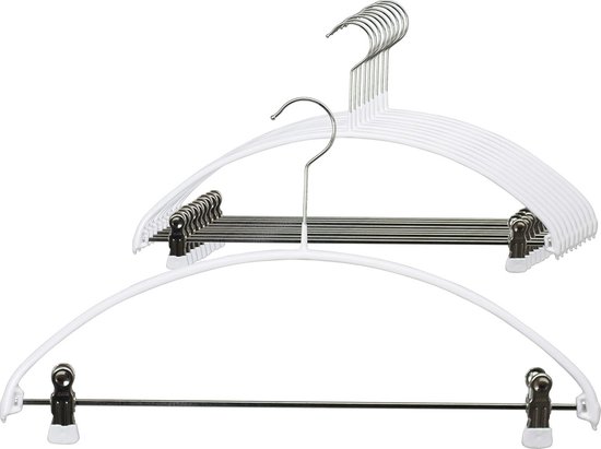 Set van 10 Ruimtebesparende Metalen Kleerhangers met Broeklat en ...