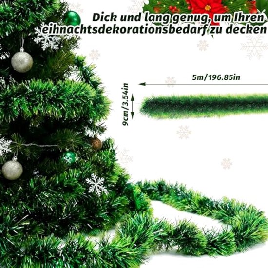 Guirlande de pin artificielle – 5 m – Set de 4 – Couronne de Noël verte | bol