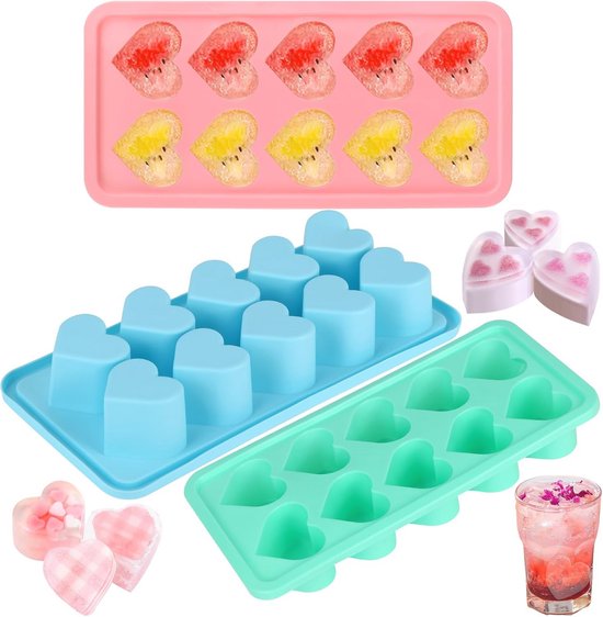 Hartvormige ijsblokjeshouder set van 3 – Siliconen ijsblokjesmal voor ...
