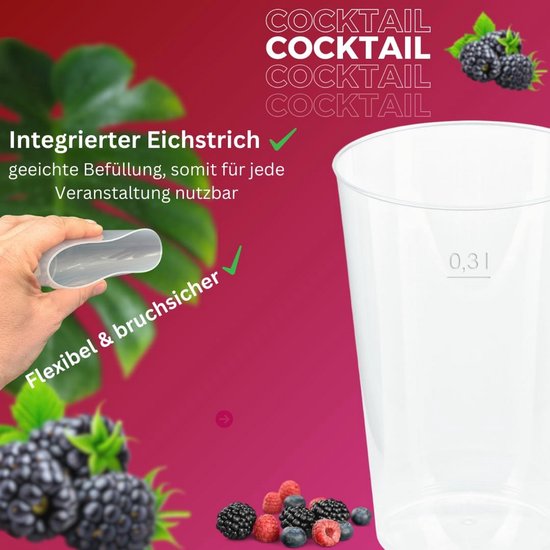 200 Herbruikbare Bekers 300 ml - Transparante Drinkbekers met ...