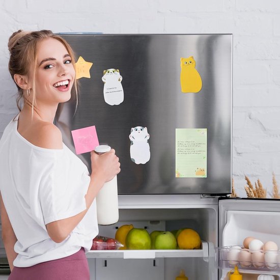 Cartoon-dierenstickers en notitieblaadjes met schattige katten - Set ...