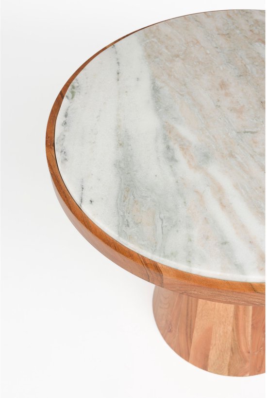 Housecraft Living Mees Salontafel Rond 50 cm Marmer/ Hout - Bruin | bol