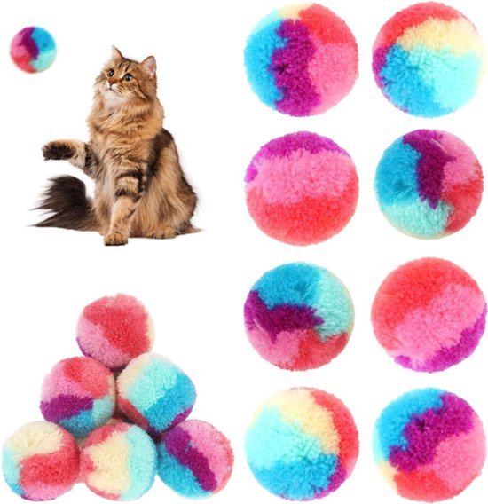 KARZO - 30 stuks kattenspeelgoedballen 3 cm kerstbal pluche bal ...