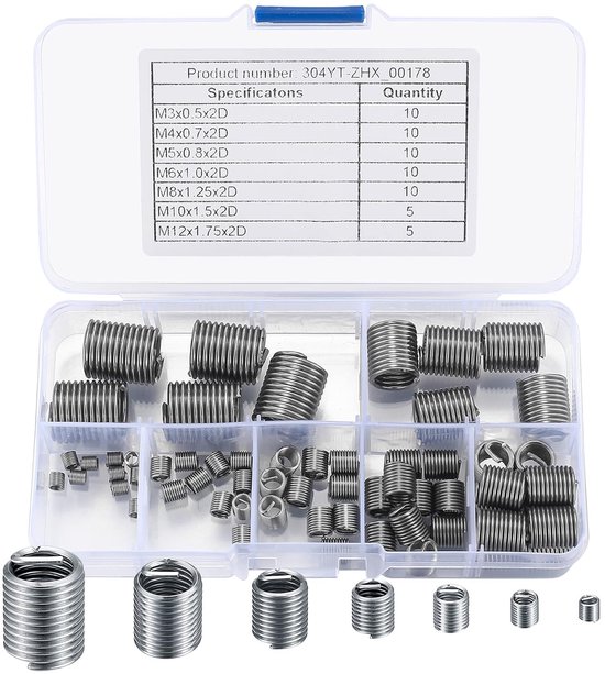 60 Pack Zelftappende Draad Inserts - Helicoil Draad Reparatie Inserts ...