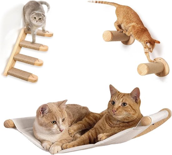 Climbing Wall Set voor Katten met 2 Trappen - Kat Hammock en Kat Ladder ...