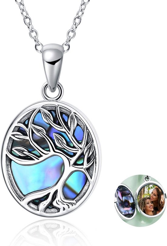 925 Sterling Zilveren Levensboom Medaillon Ketting met Foto Opslag | bol