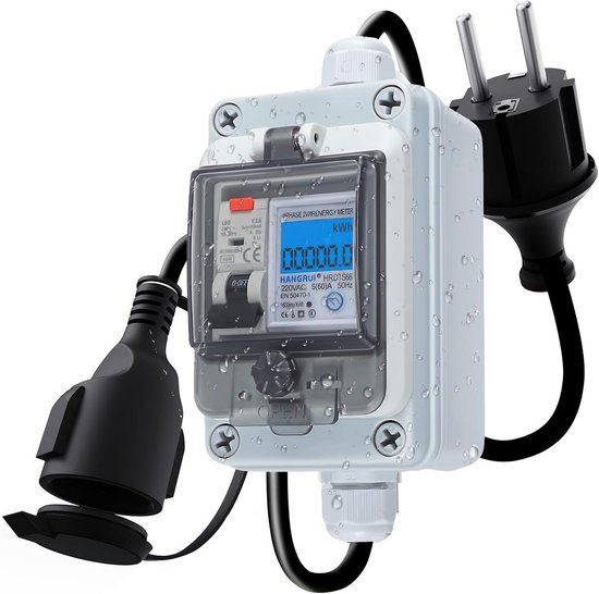 Digitale Stroommeter voor Buitenstopcontact met Kabel - Wattage & kWh ...