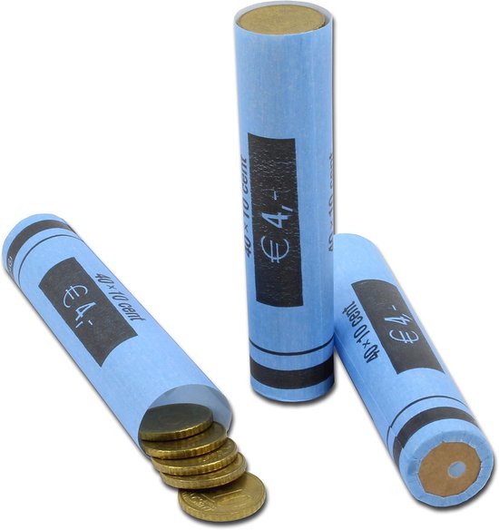 Papieren Rolletjes voor 10 Cent Munten, Blauw, 80 Stuks | bol