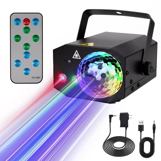 ANMI® DJ Disco Lamp met 72 Patronen Laserlicht en LED Discobal Licht ...