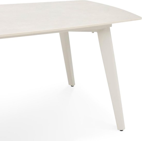 Robuuste tuintafel met stenen blad 180x90 cm Crèmewit Aluminium ...