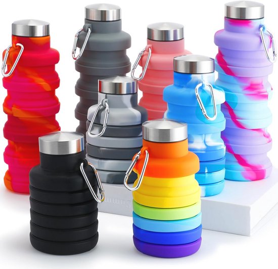 8 Opvouwbare Waterflessen van 500 ml - Lichtgewicht en Herbruikbaar ...