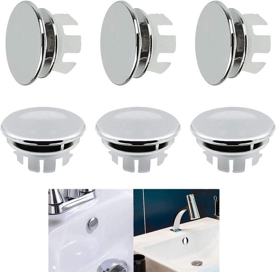 6pcs Sink Overflow Cover - Zinc Overflow Cover Plate - Chrome Kitchen ...