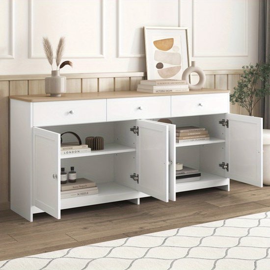 Dressoir – Kast – Buffet – Opbergkast – Sideboard – Wit Met Houtnerf ...