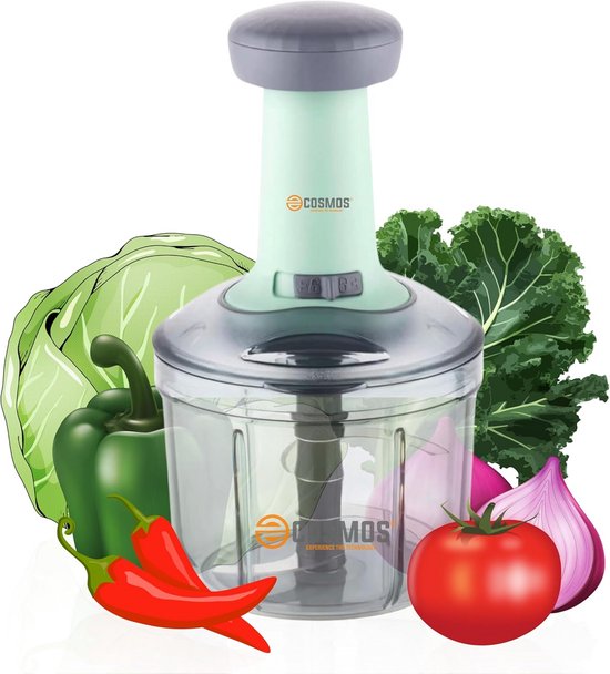 Foodchopper 900ml met 4 Rvs Messen voor Groente, Aardappelen, Ui en ...