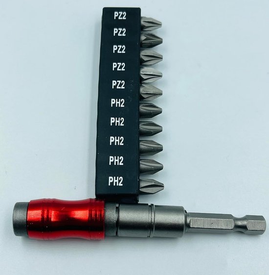 Instelbare Hoek Bit Houder met Magnetische Hex Schacht en 10 Bits | bol