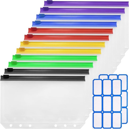 12-delige set documenttassen - waterdichte plastic mapjes met ...