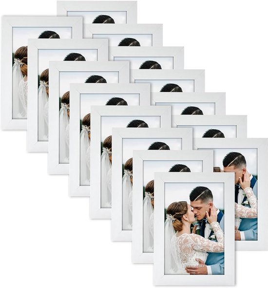 Witte fotolijsten - set van 15 - 15x10cm - hout | bol