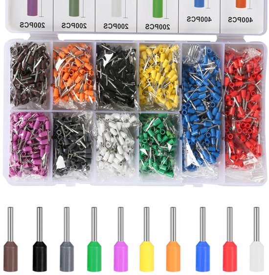 2400 Pcs 22A.W.G 0.5 mm² Wire End Ferrules Electrical Connector Kit met ...