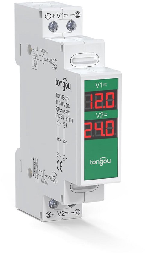 Mini Modular Din Rail Mount DC Spanningsmeter met LED Digitaal Display ...