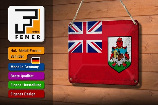 Blechschild Flagge Bermudas 18x12cm Flag of Bermuda Vintage | bol