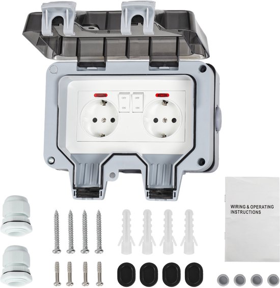 Buitenstopcontact dubbel - Waterdicht stopcontact - wandstopcontact ...
