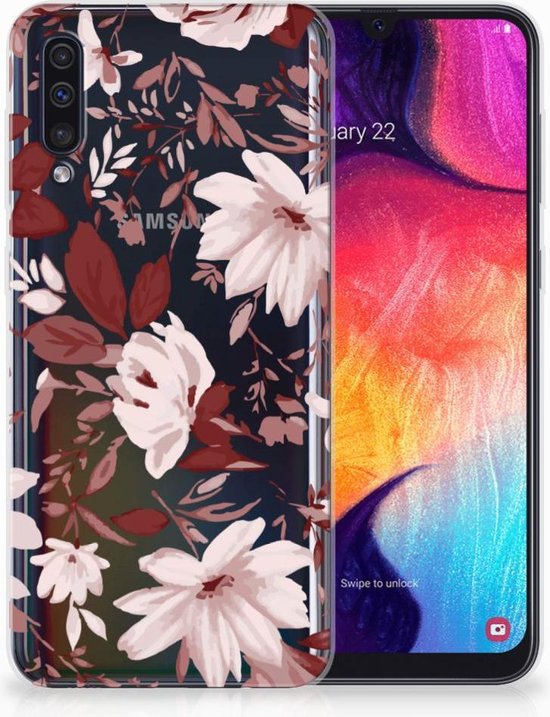 Samsung Galaxy A50 Siliconen Hoesje Watercolor Flowers | bol.com
