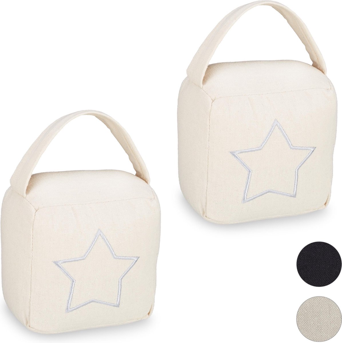 Relaxdays 2x deurstopper zak - deurstop met ster - handgreep - vintage ...