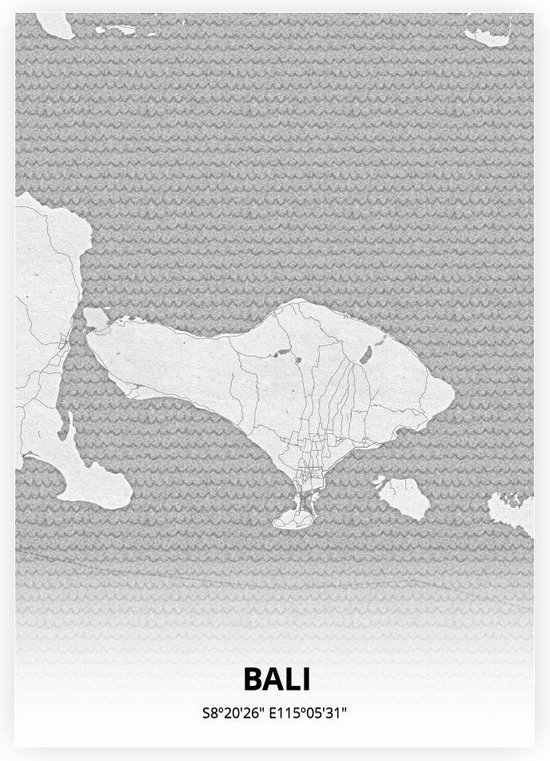 Bali plattegrond - A4 poster - Tekening stijl | bol