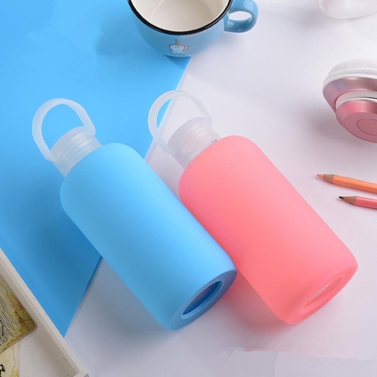 Let op type!! Glas waterfles glas vrouwen waterflessen met beschermende ...