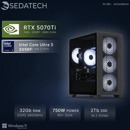 Sedatech Advanced Gaming PC Tower ATX • Intel Core Ultra 5 245KF 14x 3 ...