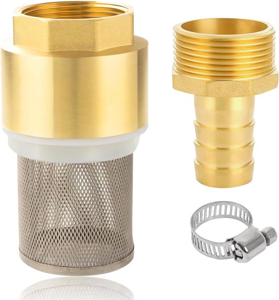 Terugslagklep 1 1/2 inch met zuigfilter en voetventiel - messing ...