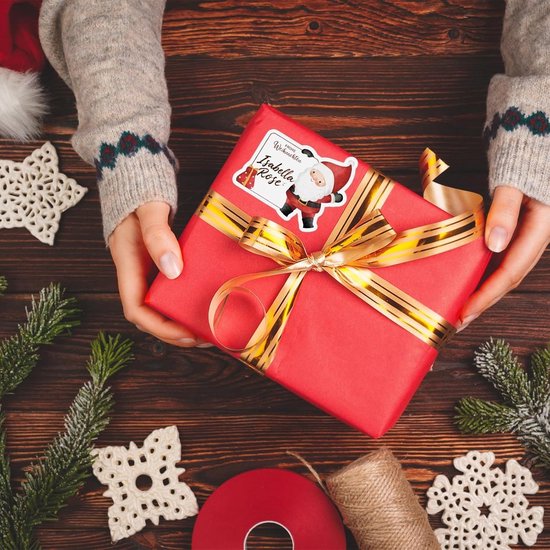 60 Kerst Stickers Cadeaulabels met 6 Verschillende Feestelijke Patronen ...