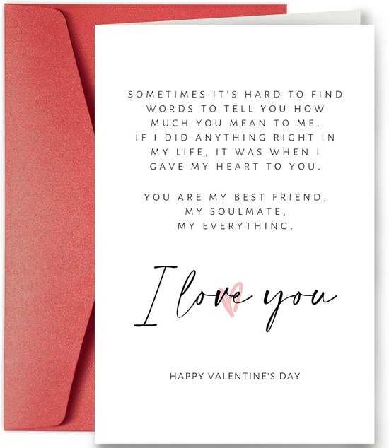 Romantische Valentijnsdag Gedicht Kaart voor Partner Vriend of Vriendin ...
