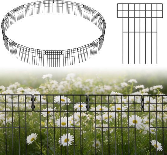 Aufun Decoratieve metalen tuinafrastering - 25 pcs, 42×32 cm - Haaks ...