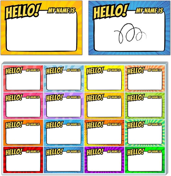 400 Naamstickers Zelfklevend - Hallo Mijn Naam Is Labels in 16 Kleuren ...