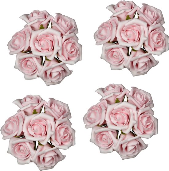 Ideas4seasons Decoratie roosjes foam - 4x - bosje van 7 - lichtroze ...