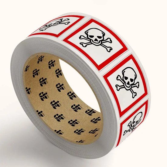 GHS06 giftige stoffen stickers op rol - 2,5 cm - 901 stickers per rol | bol