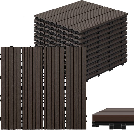 Terrastegels WPC Vlondertegels - 55 Stuks - 30 x 30 cm 5 m² - WPC Composiet Kunststof... | bol