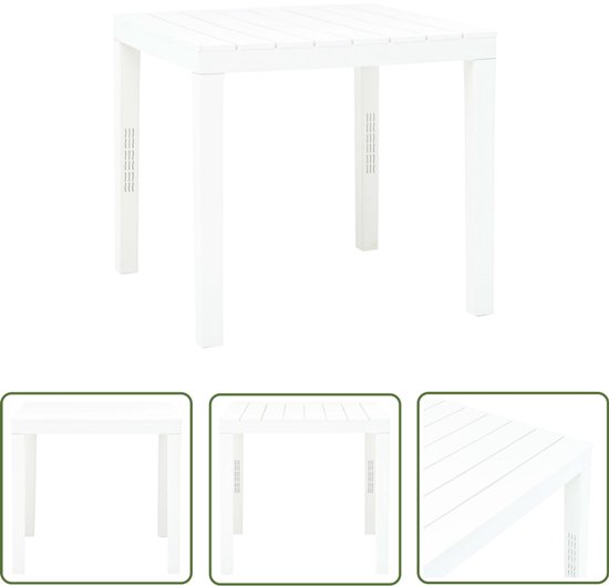 vidaXL Tuintafel 78x78x72 cm kunststof wit - Tuintafel - Buitentafel ...