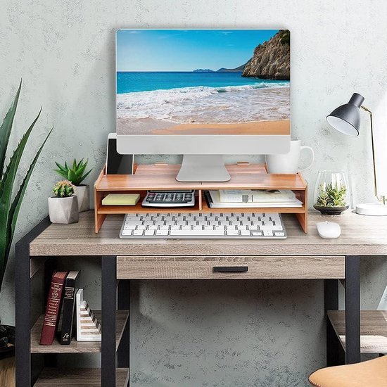 JGS Premium - Houten Monitor Verhoger met Laden - Eenvoudig te Monteren ...