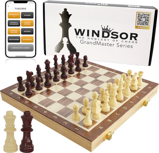 Windsor Schaakbord - met Schaakstukken - 40 cm - Annotaties - Schaakset ...